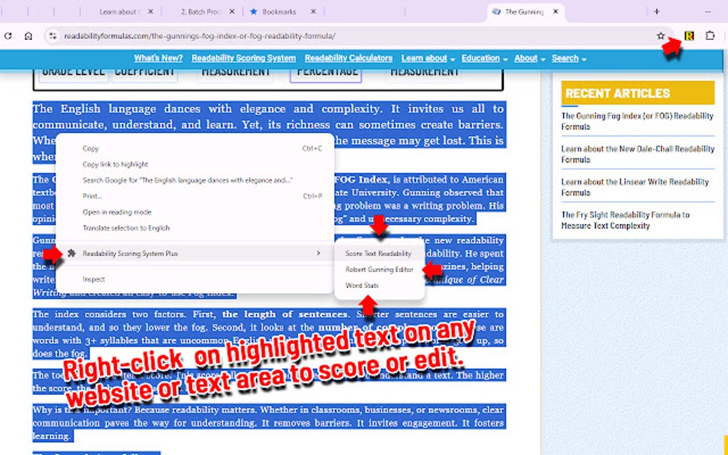 Readability Scoring System Plus for Google Chrome - Extension Download Readability Scoring System Plus for Google Chrome - Extension Download