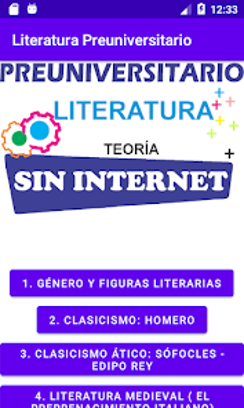 Literatura Preuniversitario para Android - Descargar
