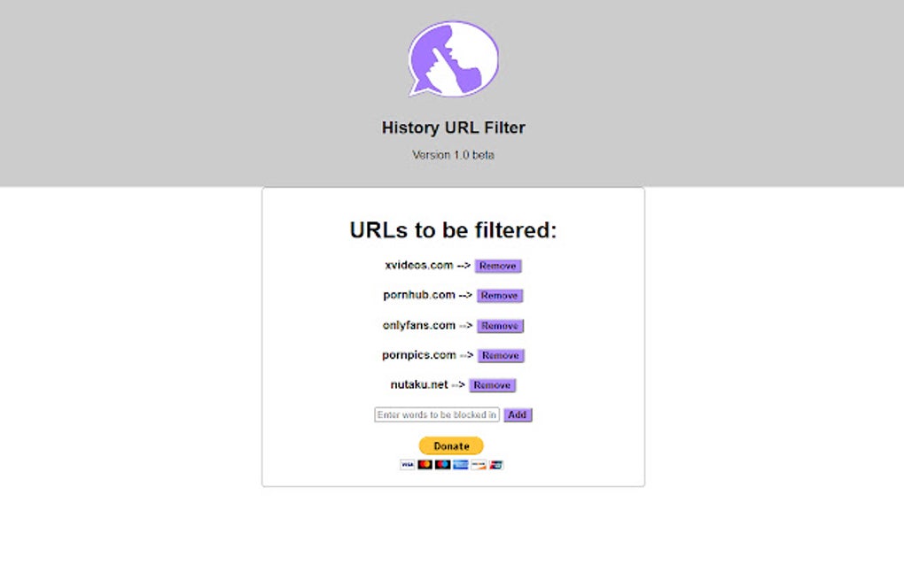 History URL Filter Google Chrome 용 - 확장 프로그램 다운로드