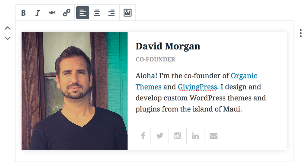 Organic Profile Block para WordPress - Descargar
