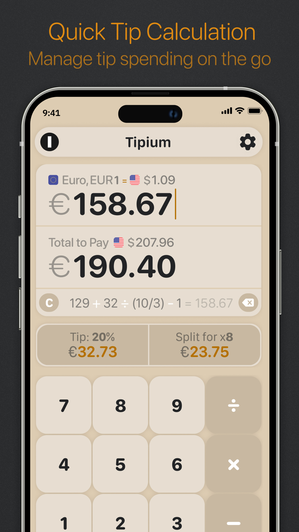 Tipium Tip Calculator para iPhone - Descargar