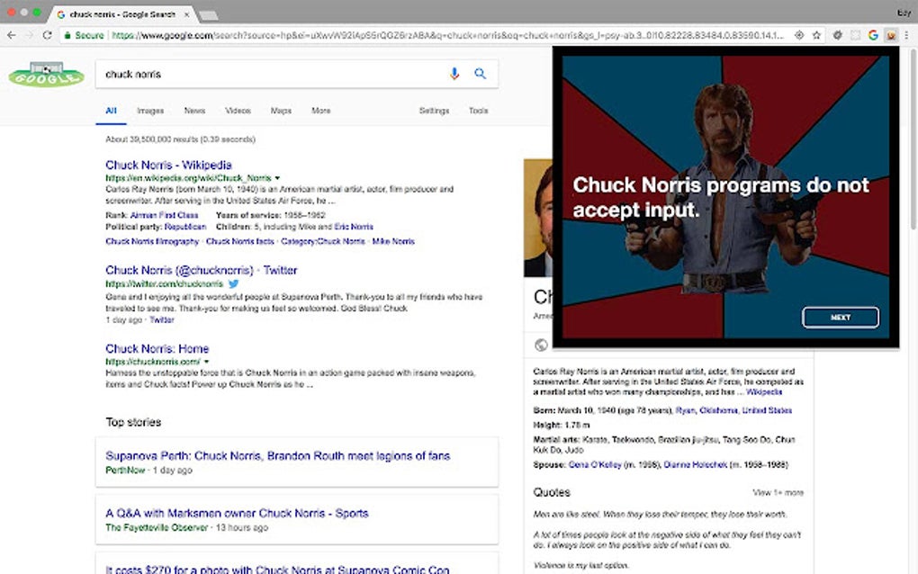 Chuck Norris Daily Jokes for Google Chrome - Extension Download
