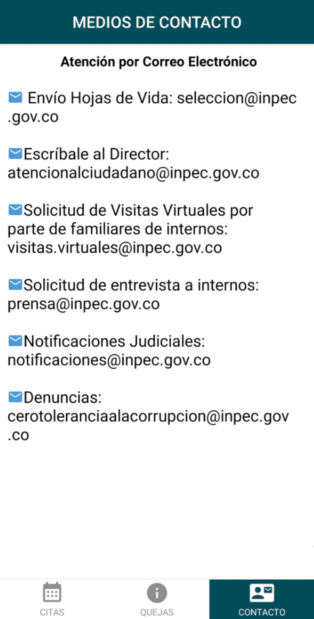 INPEC Visitel Modulo de Asignación de Turnos MAT para Android - Descargar