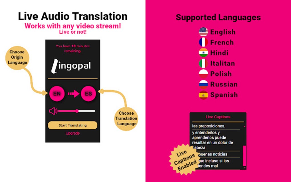 Translate Videos Live: LingoPal pour Google Chrome - Extension Télécharger