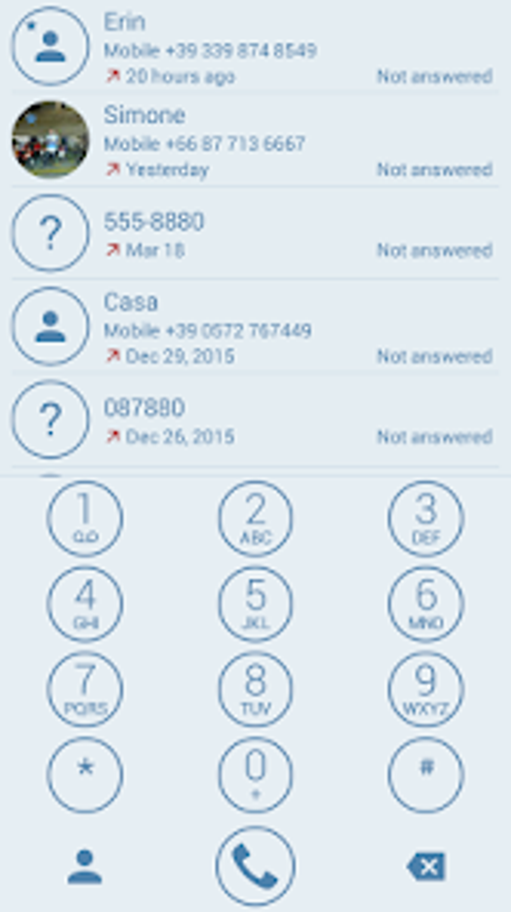 Dialer Theme Circle White Blue for Android - Download