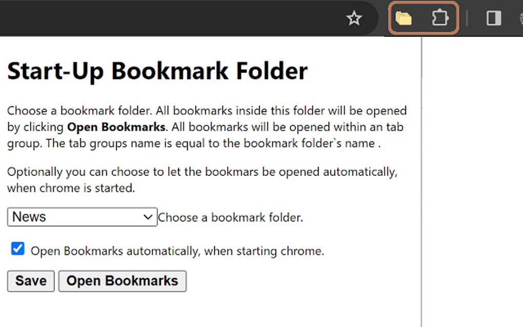 Open Bookmarks pour Google Chrome - Extension Télécharger