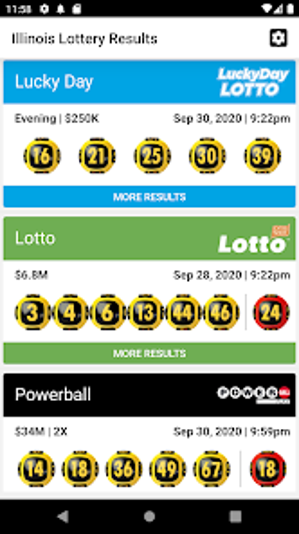 Illinois: Numbers Results for Android - Download