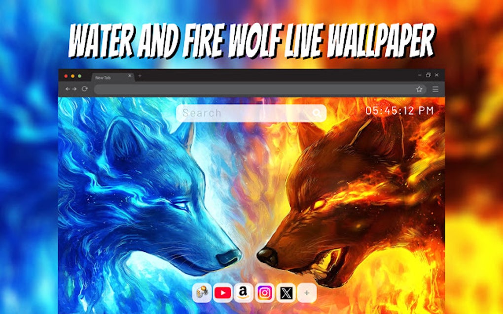 Water And Fire Wolf Live Wallpaper Animation Google Chrome için ...
