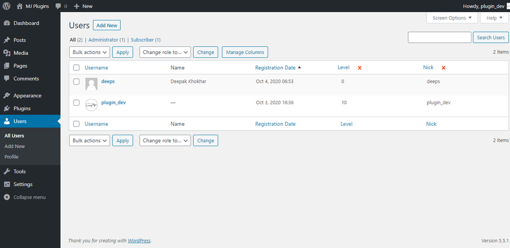 Manage User Columns para WordPress - Descargar Manage User Columns para WordPress - Descargar