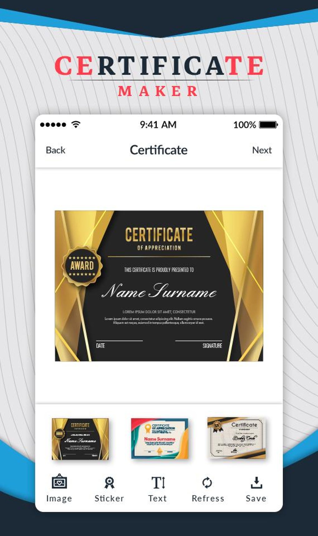 Certificate Maker - Certificate Design pour Android - Télécharger