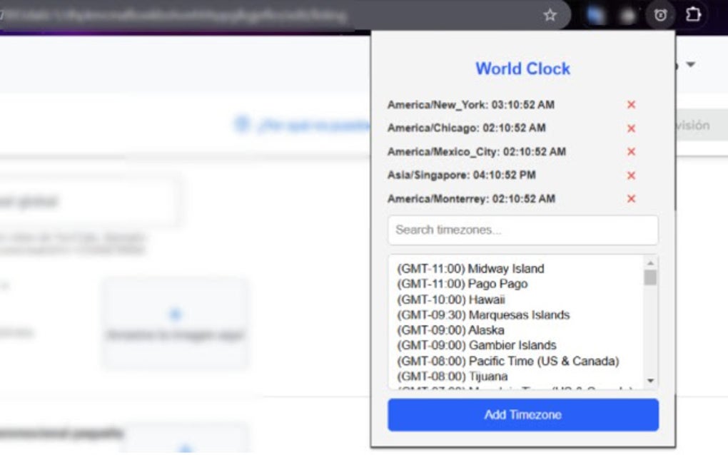World Clock for Google Chrome - Extension Download