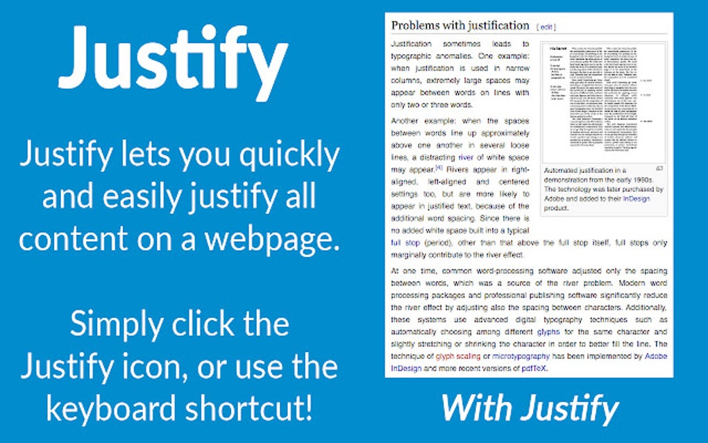 Justify for Google Chrome - Extension Download