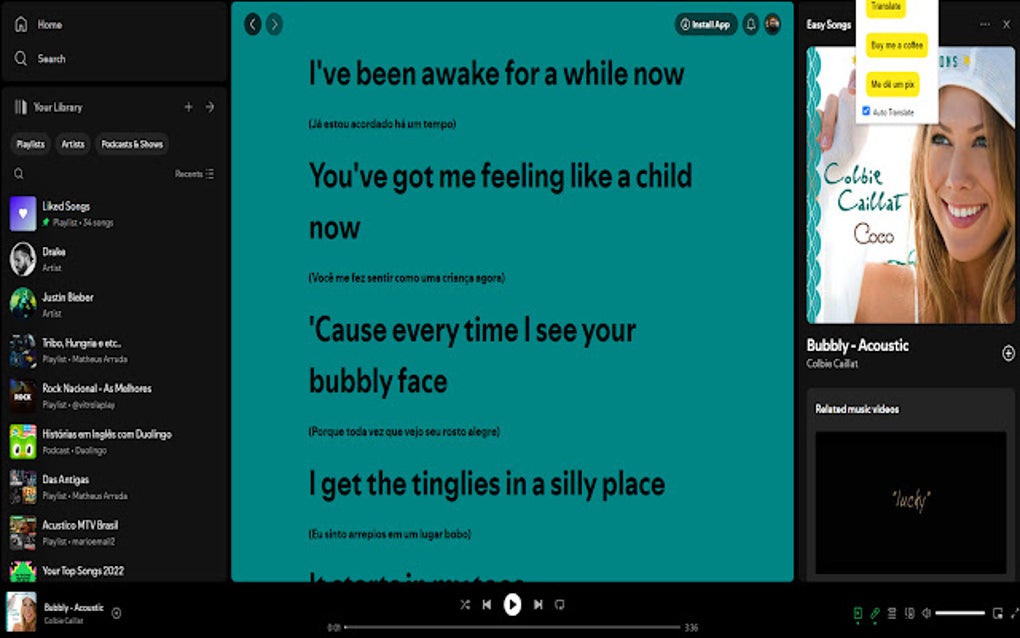 Tradutor de letras para spotify cho Google Chrome - Tiện ích mở rộng Tải về