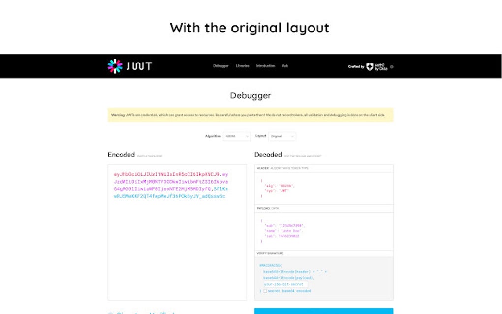 JWT.io Layout Modifier for Google Chrome - Extension Download