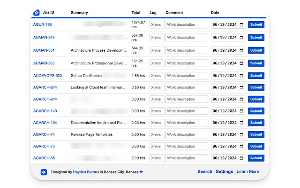 Jira Log Time cho Google Chrome - Tiện ích mở rộng Tải về