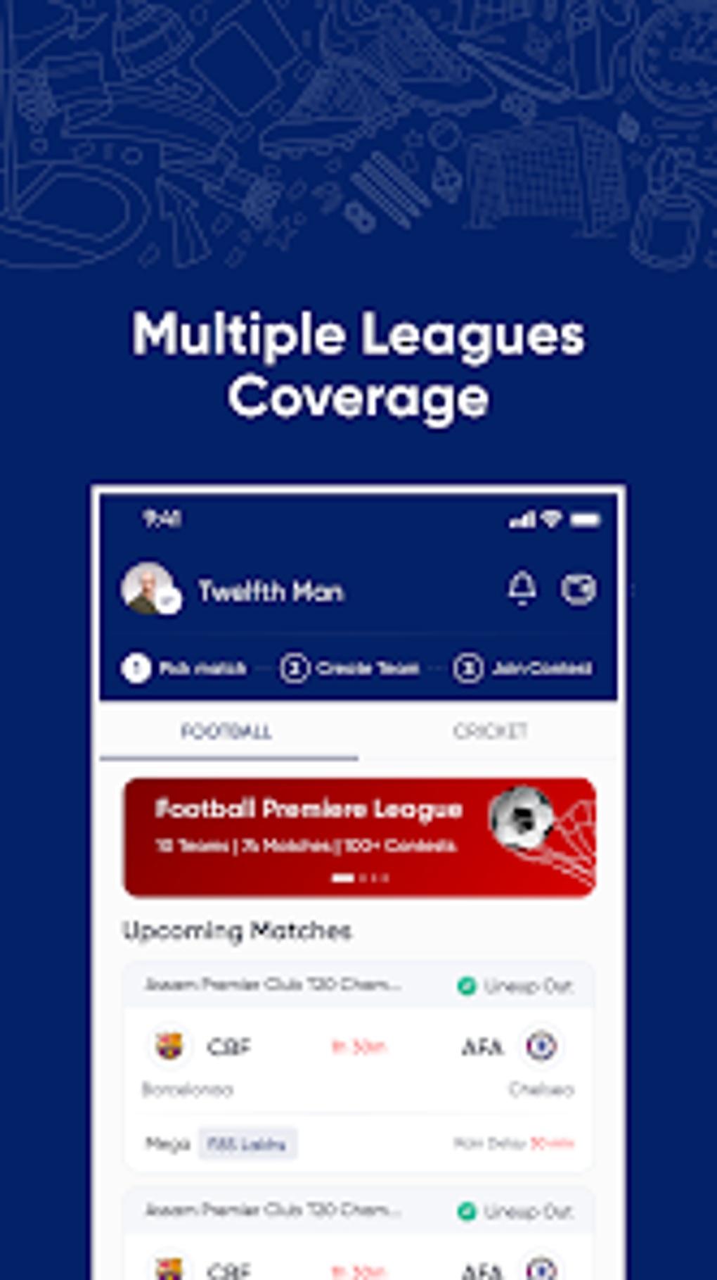 Twelfth Man - Fantasy Sports pour Android - Télécharger