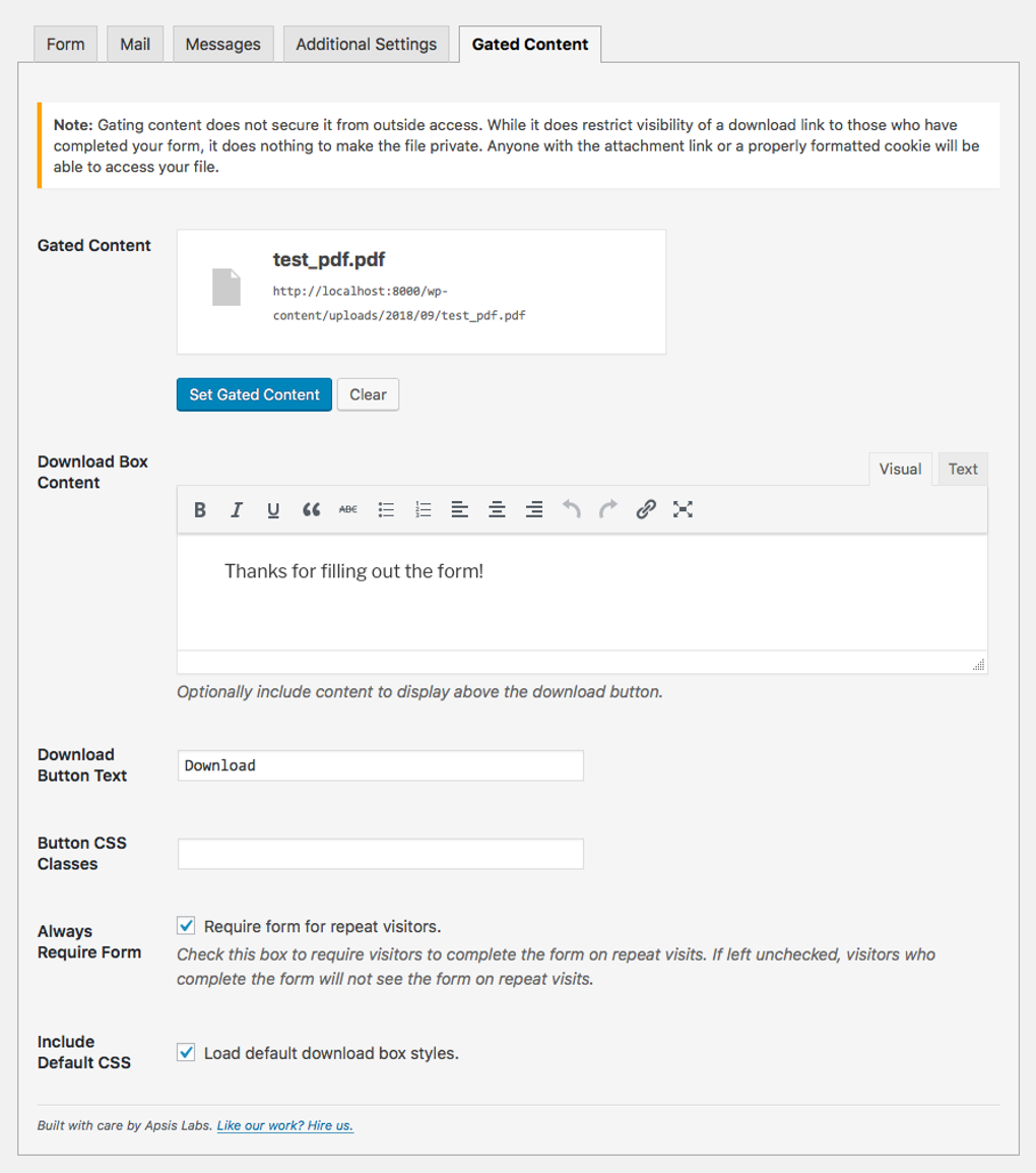 Contact Form 7 Gated Content for WordPress - Download