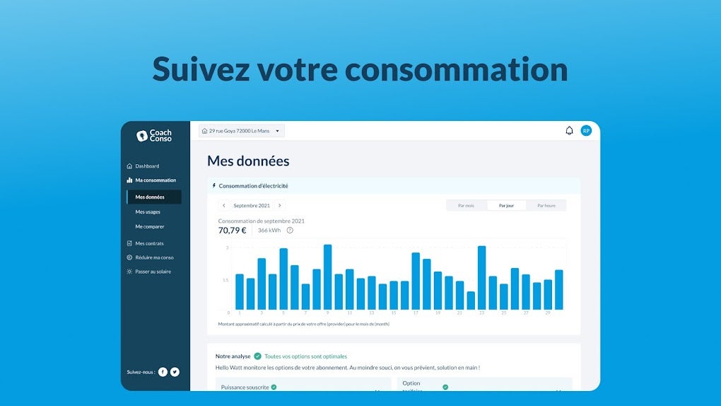 Hello Watt Suivi Conso Énergie pour Android - Télécharger