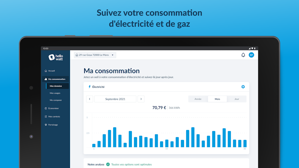 Hello Watt Suivi Conso Énergie pour Android - Télécharger