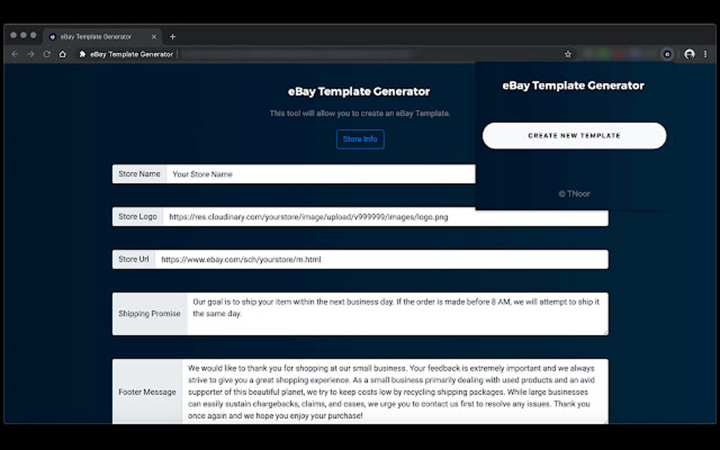Ebay Template Generator pour Google Chrome - Extension Télécharger