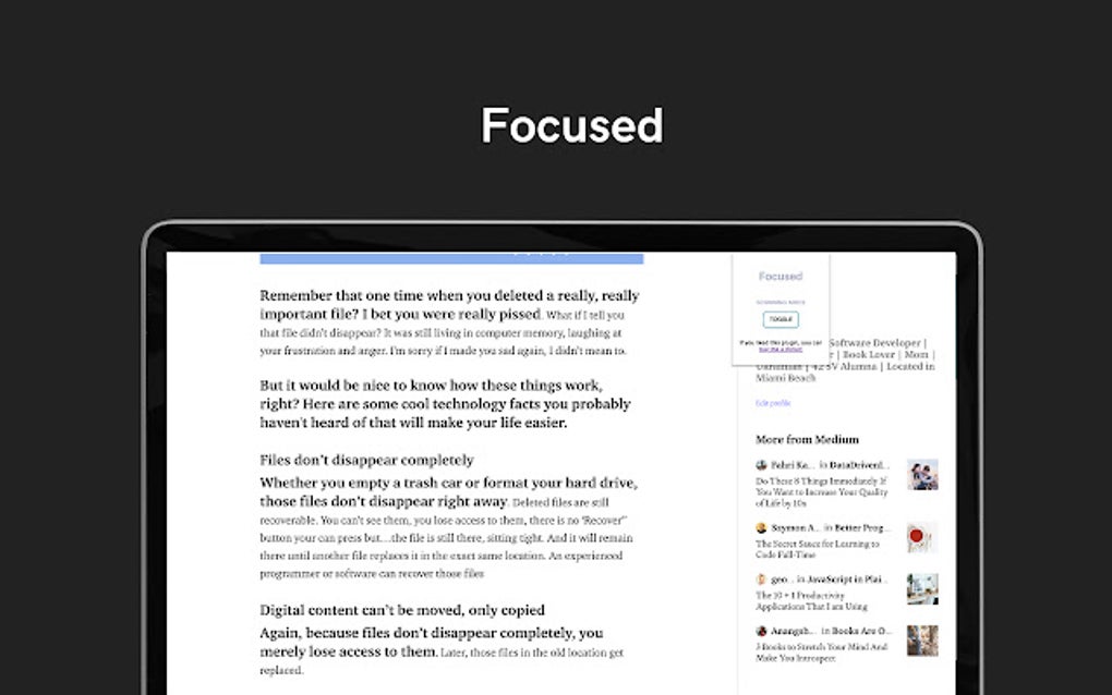 Focused para Google Chrome - Extensión Descargar
