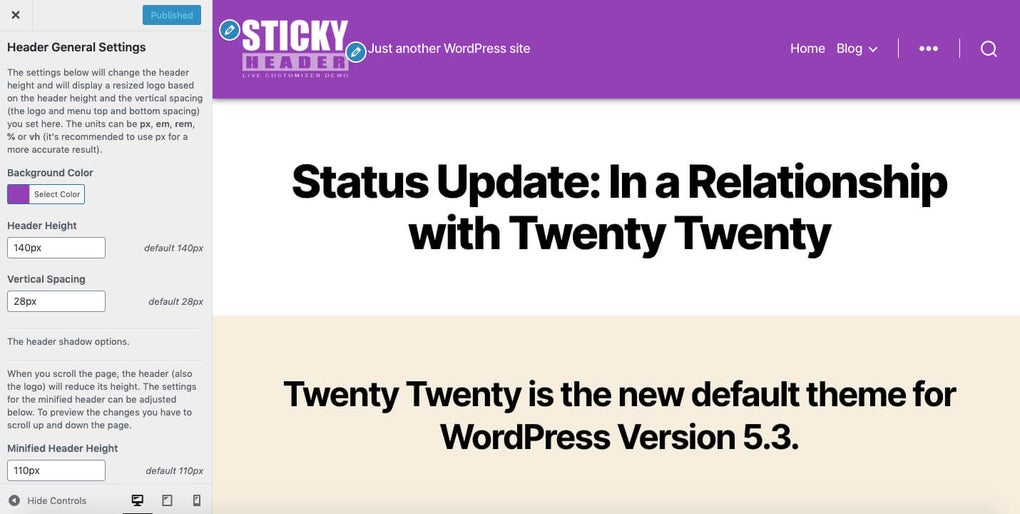 WordPress 용 Sticky Header 2020 - 다운로드