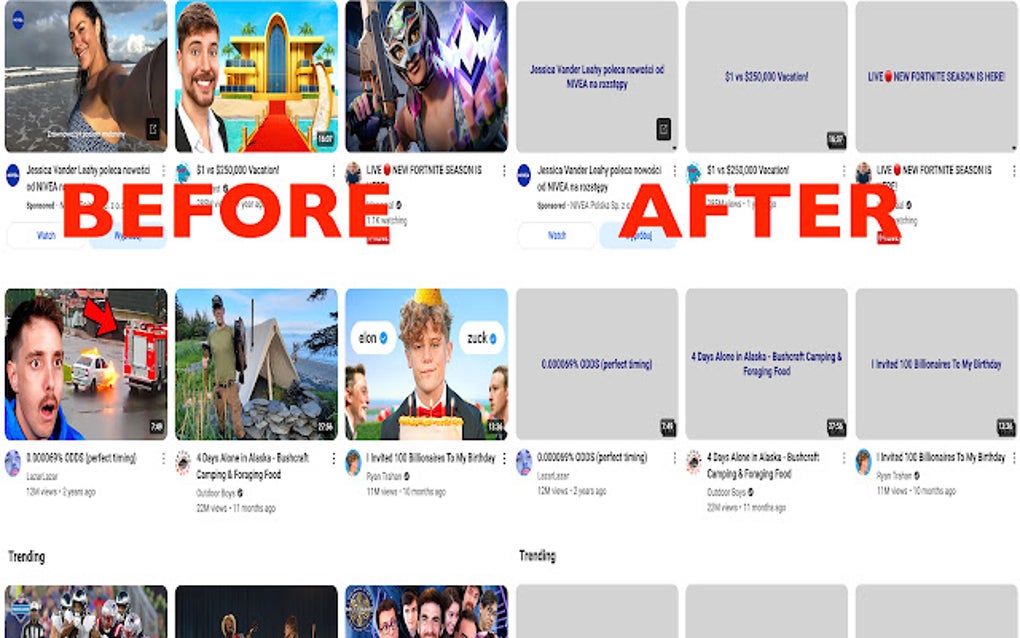 Clear Youtube Thumbnails para Google Chrome - Extensión Descargar