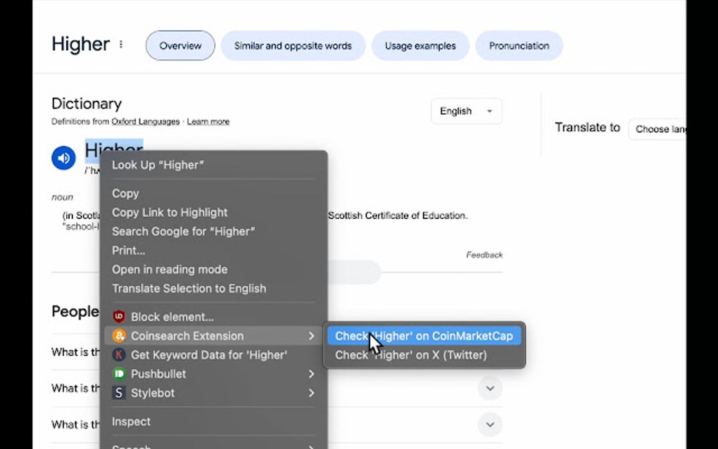 Coinsearch Extension para Google Chrome - Extensión Descargar