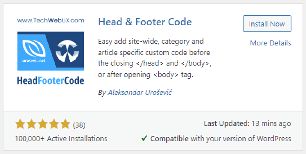 Head amp Footer Code for WordPress - Download