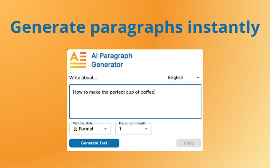 AI Paragraph Generator pour Google Chrome - Extension Télécharger