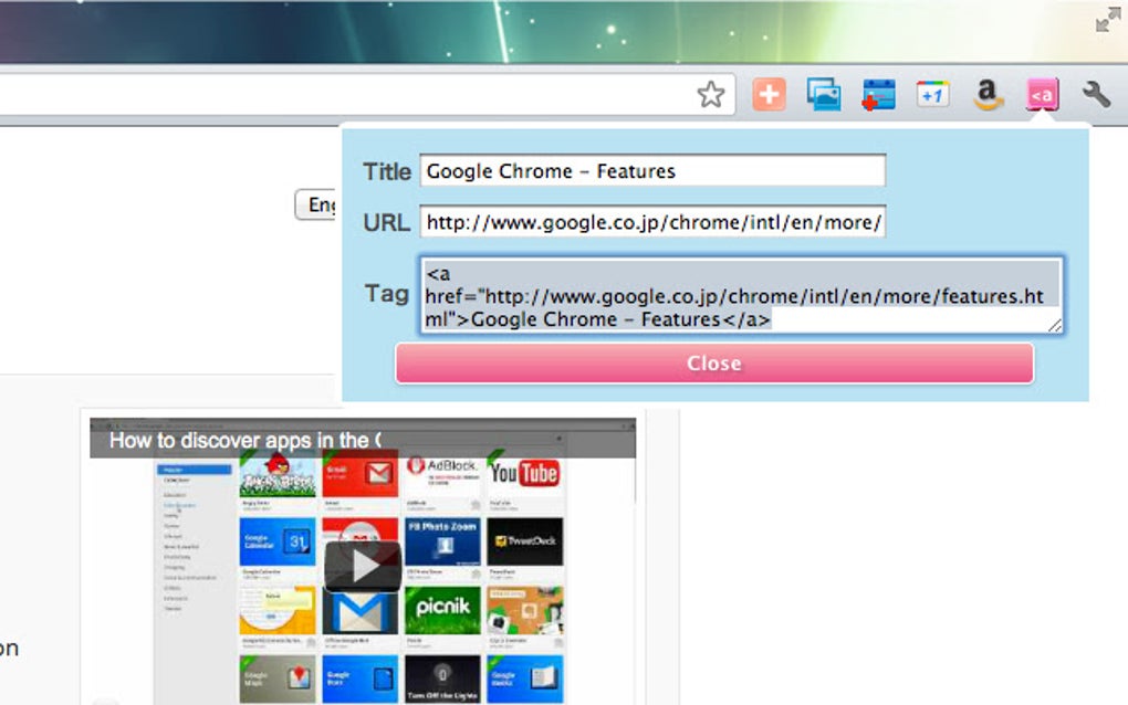 Create A Tag para Google Chrome - Extensión Descargar