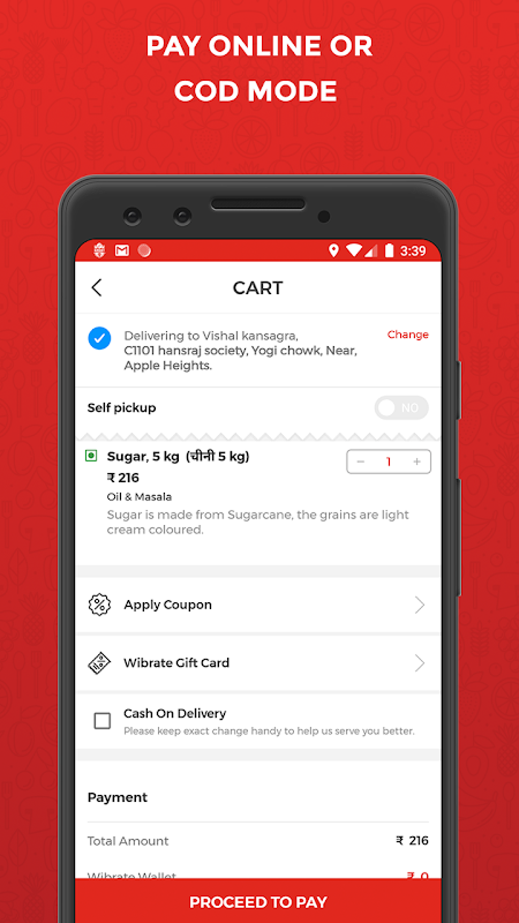 Wibrate-Get Delivery of food & groceries for free APK for Android ...