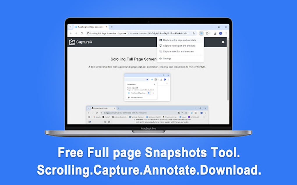 Scrolling Full Page Screenshot - CaptureX Google Chrome 용 - 확장 프로그램 다운로드