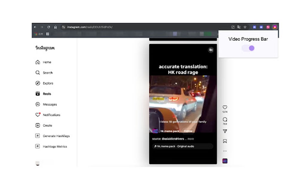 Instagram Video Progress Bar pour Google Chrome - Extension Télécharger
