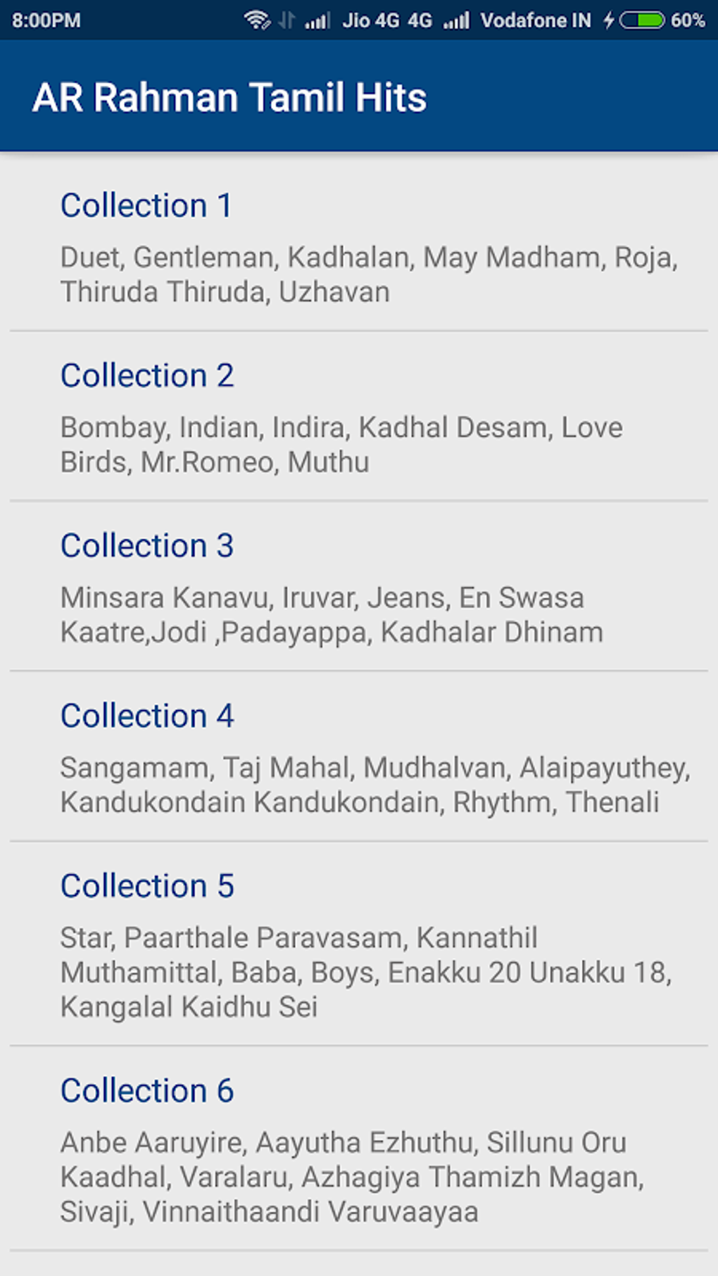 A R Rahman Tamil Hit Songs for Android - Download