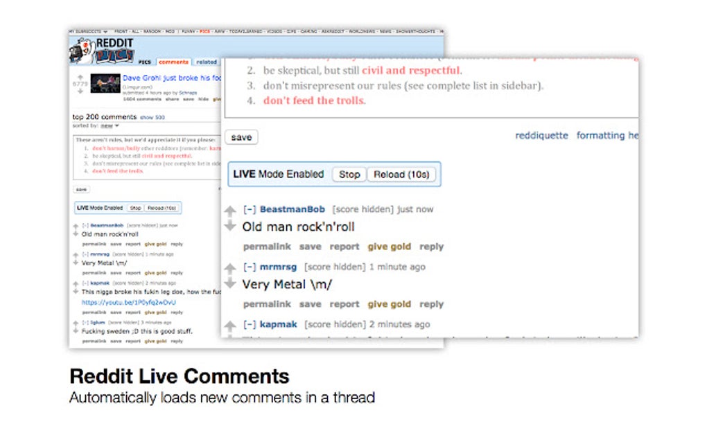 reddit live pour Google Chrome - Extension Télécharger