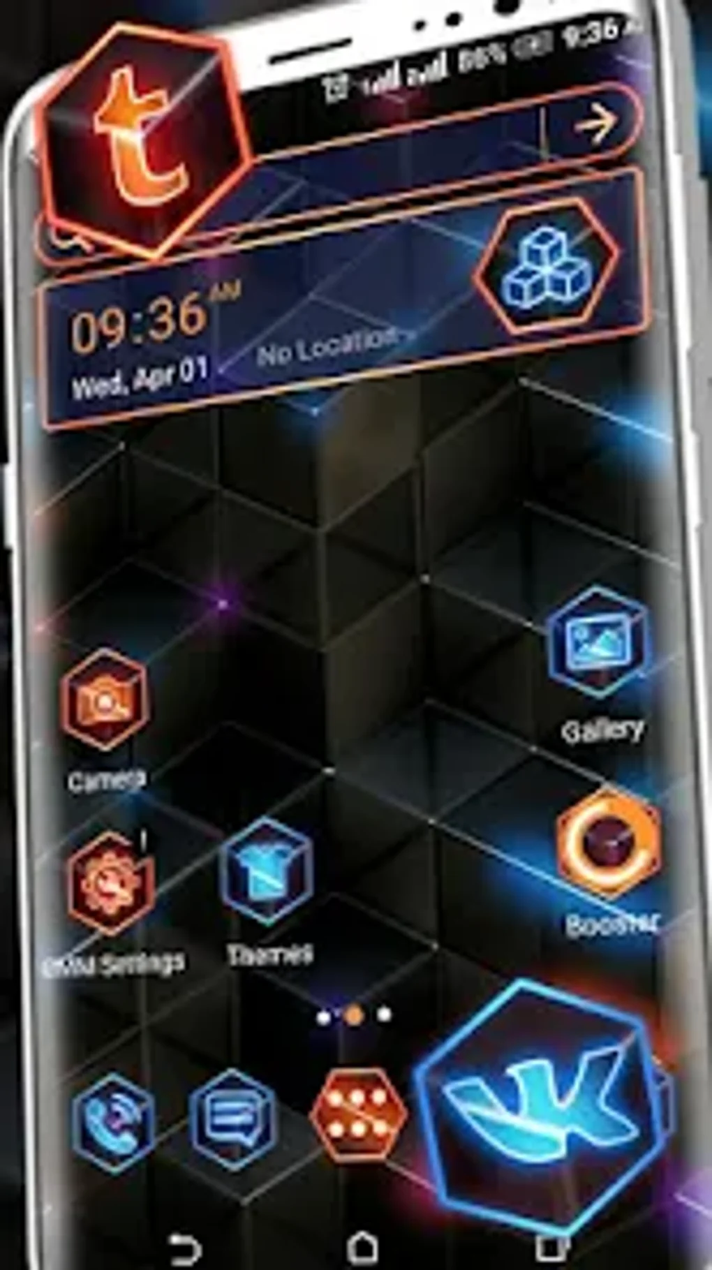 3D Neon Hexa Launcher Theme for Android - Download