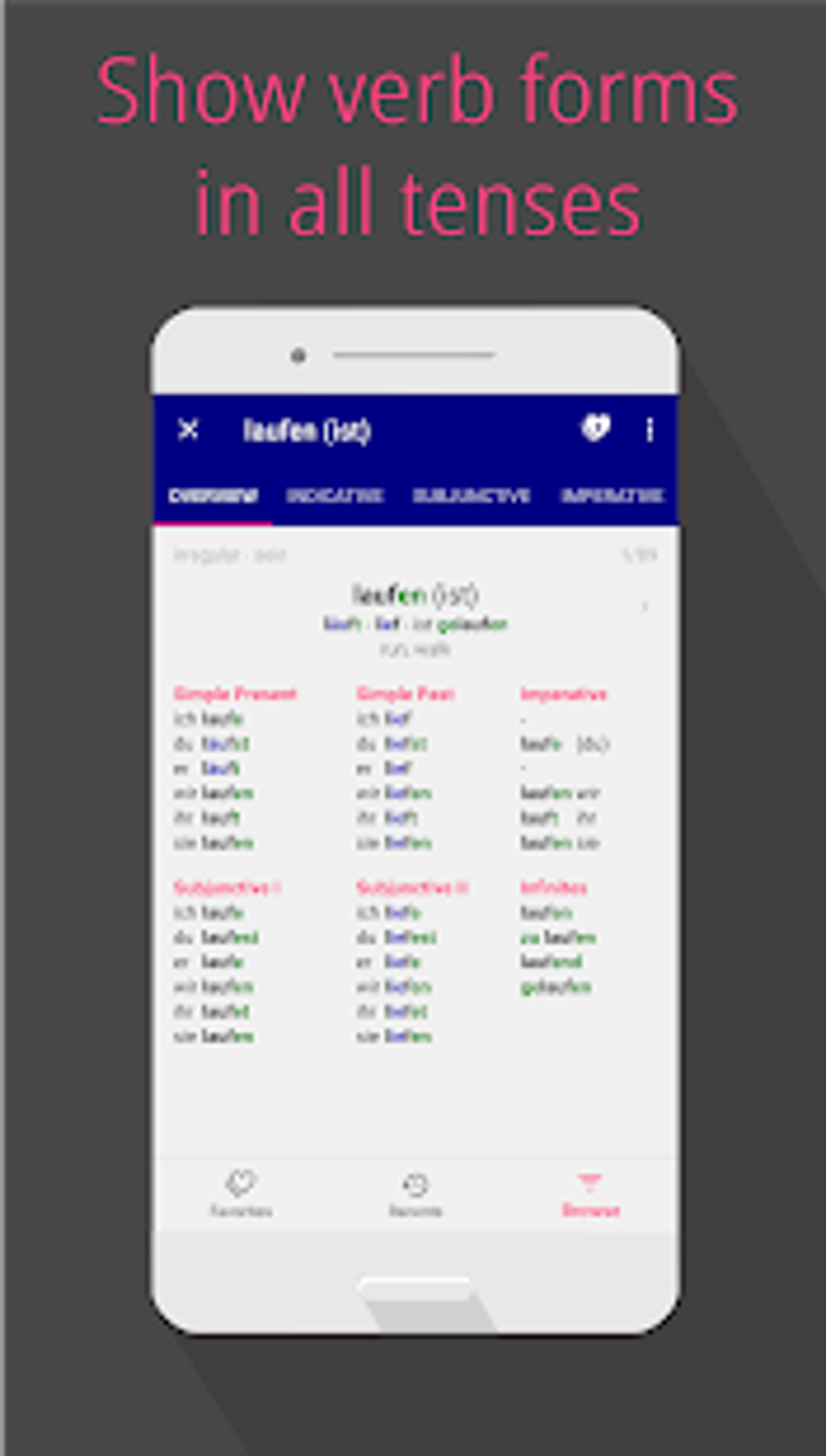 German Verbs TOP: conjugation translation games für Android - Download