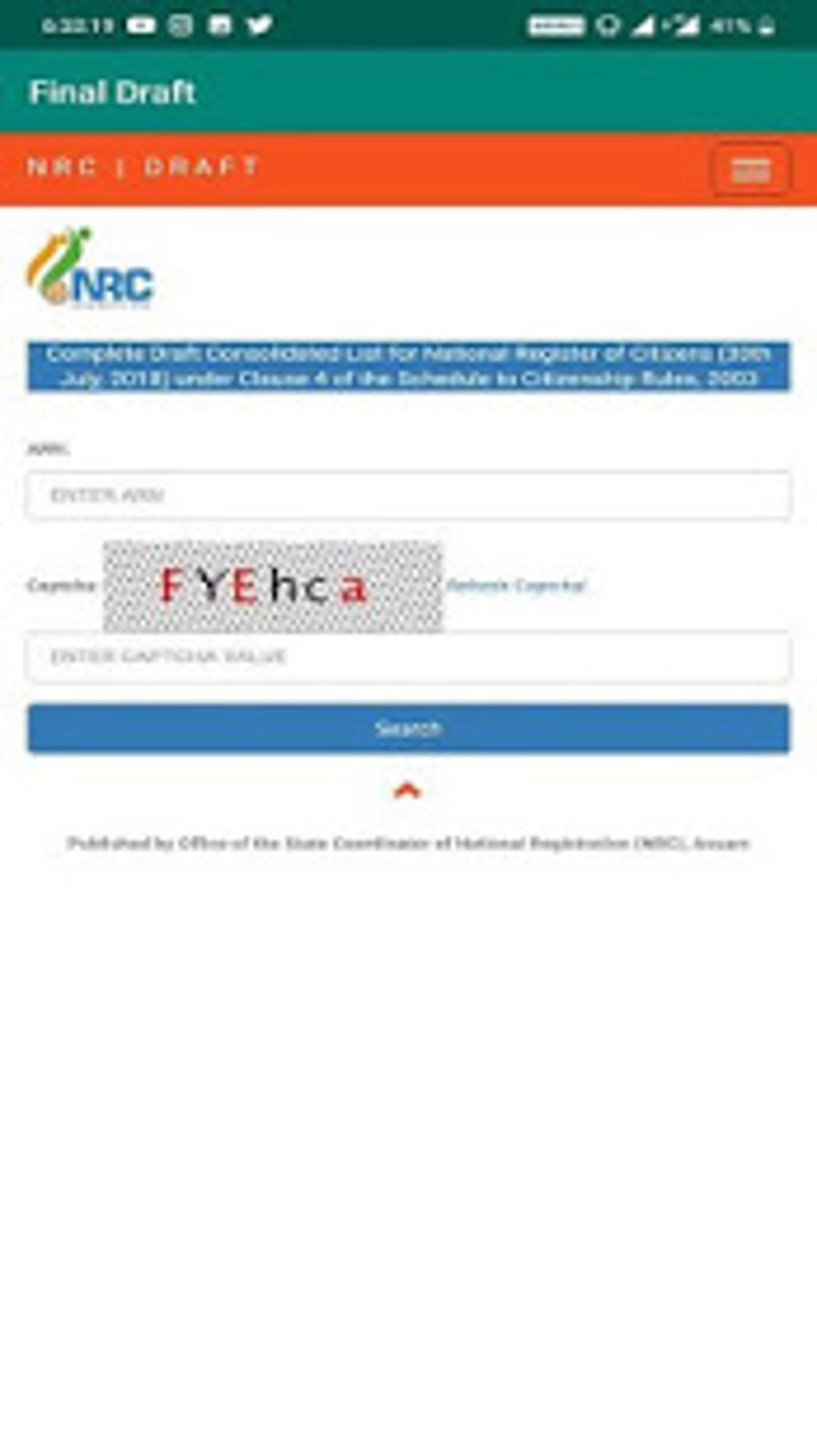 NRC Assam - Final NRC Claim Sheduled Objection para Android - Descargar