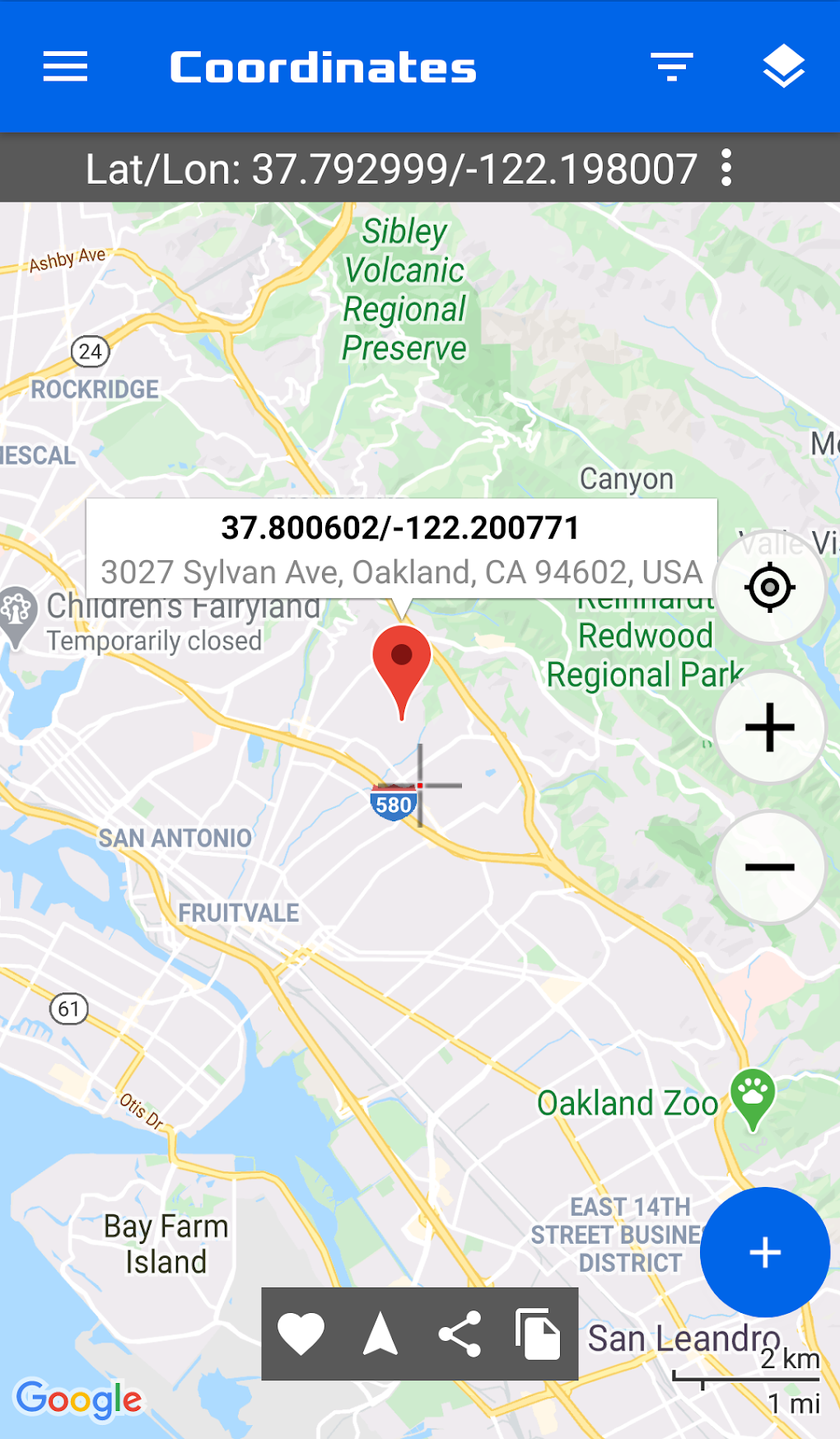 Android GPS Coordinates Map 
