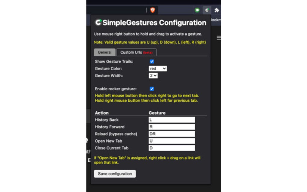 SimpleGestures for Google Chrome - Extension Download