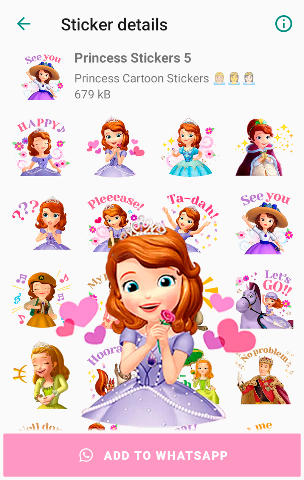 Princess Cartoon Stickers for WhatsApp สำหรับ Android - ดาวน์โหลด