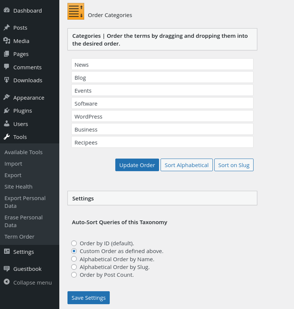 Custom Taxonomy Order para WordPress - Descargar Custom Taxonomy Order para WordPress - Descargar