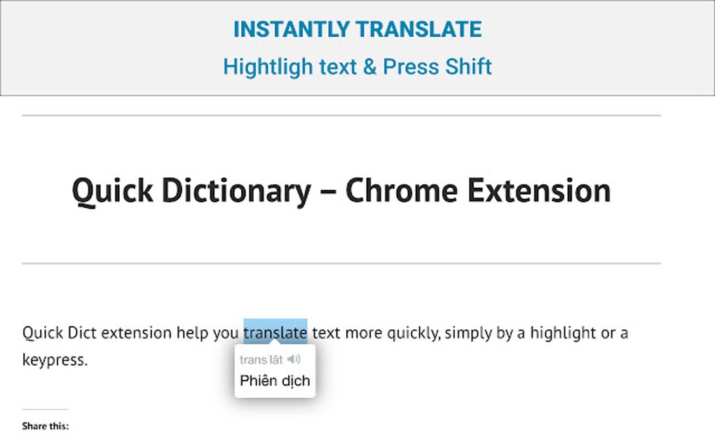 Quick Dictionary for Google Chrome - Extension Download