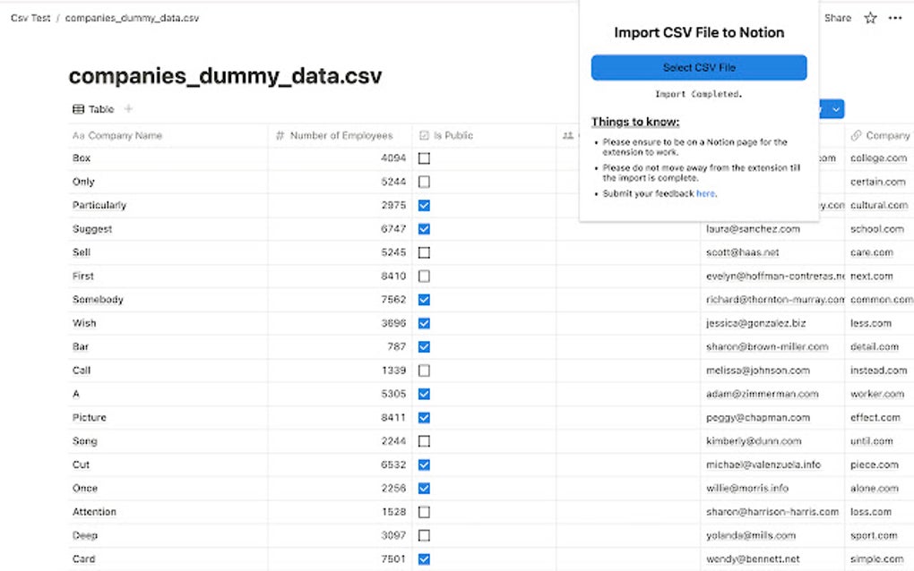 Notion CSV Importer: Effortless Data Mapping & Import cho Google Chrome - Tiện ích mở rộng Tải về