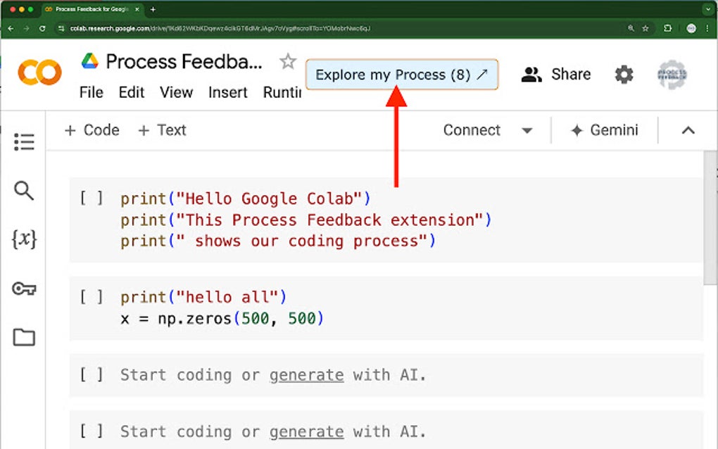 Process Feedback for Google Colab สำหรับ Google Chrome - ส่วนขยาย ดาวน์โหลด