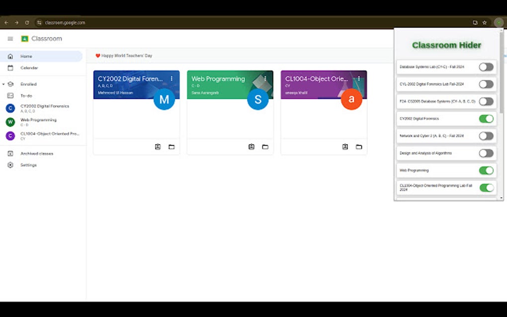 Classroom Hider Google Chrome için - Eklenti İndir