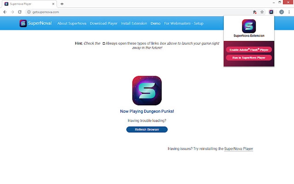 SuperNova SWF Enabler for Google Chrome - Extension Download