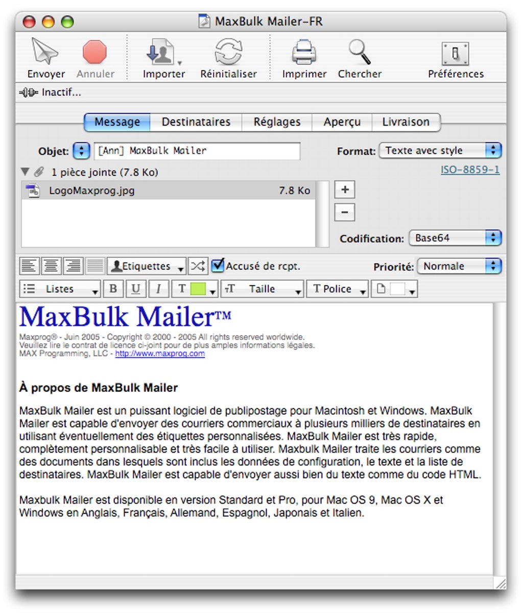 MaxBulk Mailer pour Mac - Télécharger