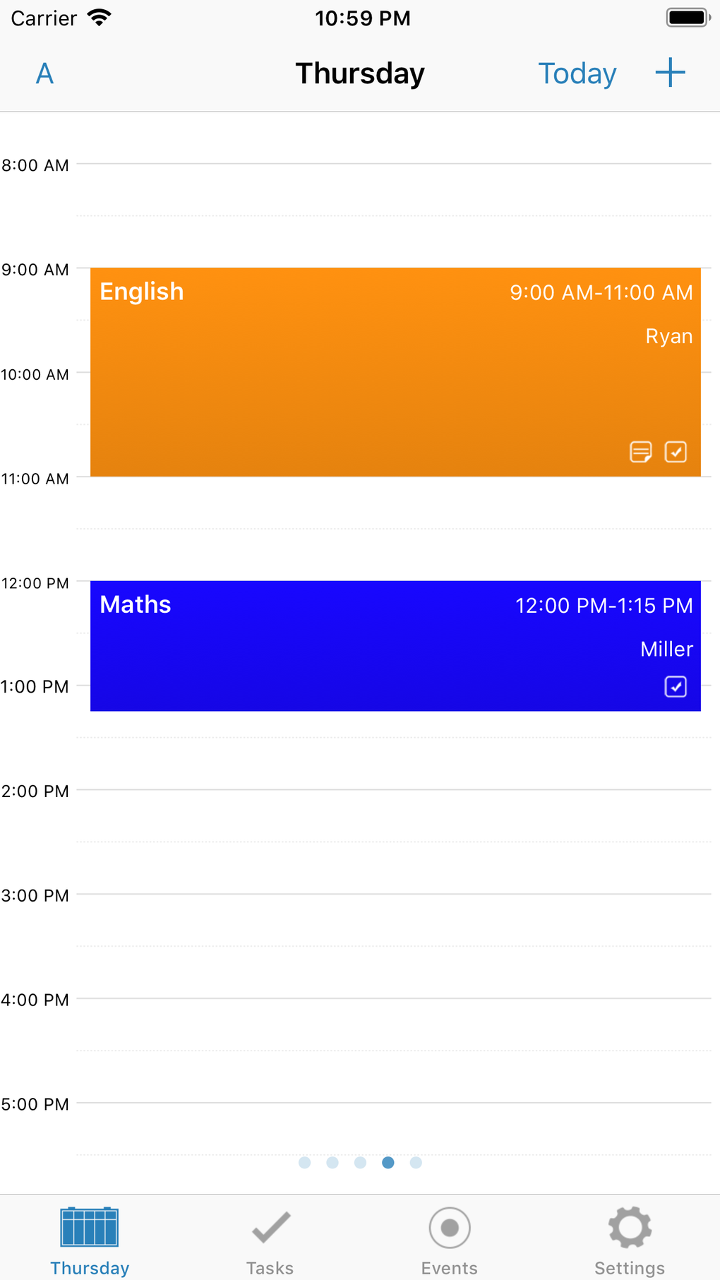 IPhone Timetable Studies And Tasks 